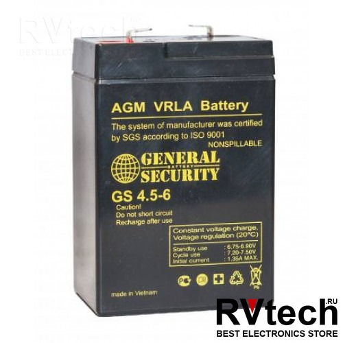 Аккумулятор General Security GS 6v 4,5ah в Новосибирске. Купить Аккумулятор General Security GS ...